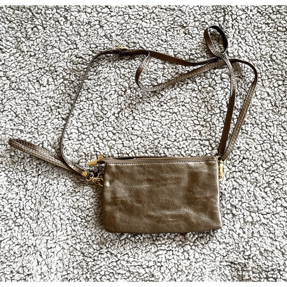 Bags | Copper Metallic Wristlet Crossbody Bag | Poshmark